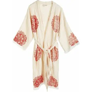 FOREVER & ALWAYS SHOES Aureliared Mandala Handmade Cotton Robe Cover-up - Off-white