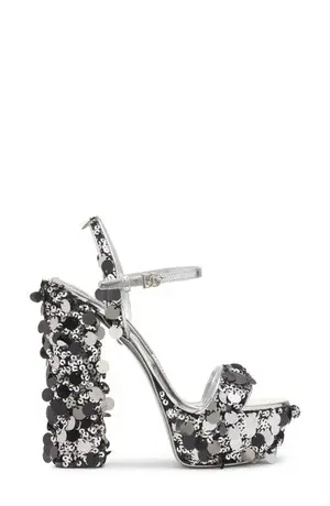 Dolce & Gabbana Sequin Platform Sandals - Argento