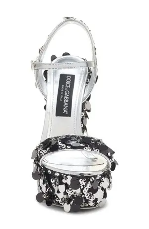 Dolce & Gabbana Sequin Platform Sandals - Argento
