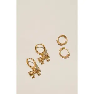 RUBI SHOES Rubi Shoes 2PK Earrings Gold Plated Bows
