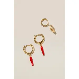 RUBI SHOES Rubi Shoes 2PK Earrings Gold Plated Chilli