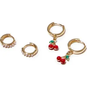 RUBI SHOES Rubi Shoes 2PK Earrings Up Gold Cherry Pearl