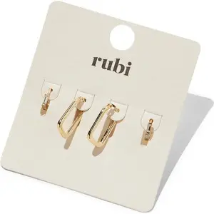 RUBI SHOES Rubi Shoes 2PK Earrings Up Gold Rectangle