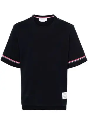 Thom Browne Rwb-stripe Cotton T-shirt - Blue