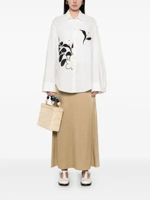 FORTE_FORTE Satin Midi Skirt - Neutrals