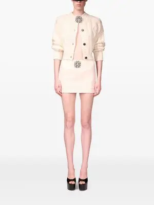 AREA Brooch-detail Cardigan - Neutrals