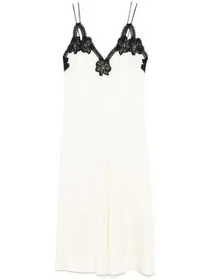 JIL SANDER Lace-trimmed Midi Dress - Neutrals