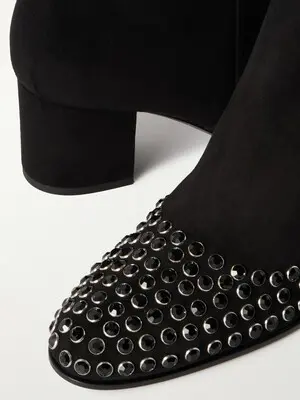 Alaïa Crystal-embellished Suede Ankle Boots