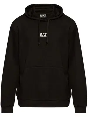 EA7 Logo Print Hoodie - Black