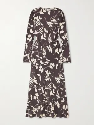 Faithfull The Brand Faroe Printed Satin Maxi Dress