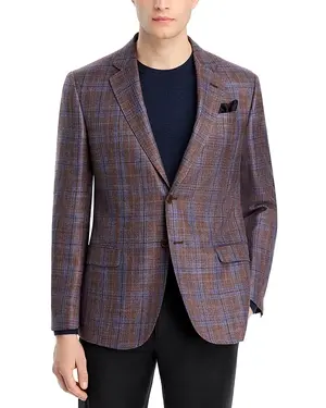 Emporio Armani Regular Fit Plaid Jacket - Brick Red