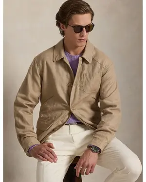Polo Ralph Lauren Linen Herringbone Utility Jacket - Natural Herringbone