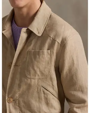 Polo Ralph Lauren Linen Herringbone Utility Jacket - Natural Herringbone
