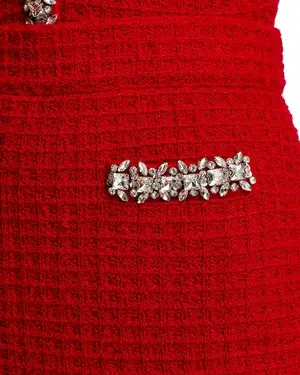 SELF-PORTRAIT Textured Knit Mini Skirt - Red