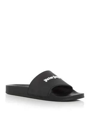Palm Angels Classic Logo Pool Slides - Black/white