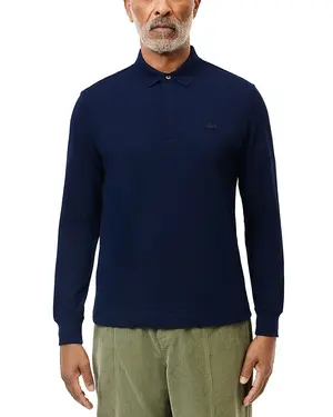Lacoste Long Sleeve Ribbed Collar Polo Shirt - Navy