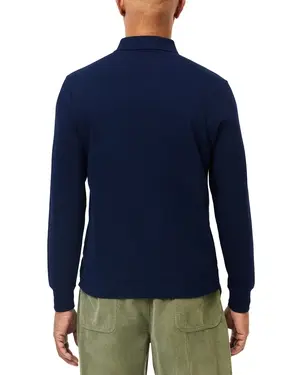 Lacoste Long Sleeve Ribbed Collar Polo Shirt - Navy