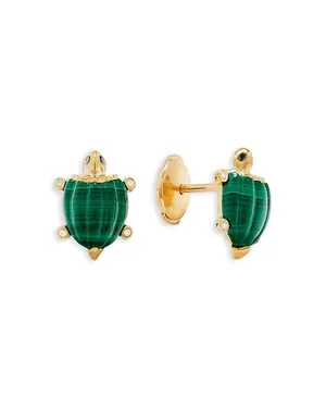 Yvonne Léon Turtle Stud Earrings - Green/gold