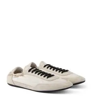 Prada Re-nylon And Suede Collapse Sneakers - Neutral