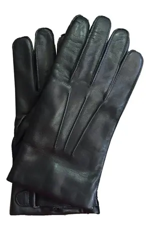 PAULA ROWAN Peter Cashmere Lined Leather Gloves - Black
