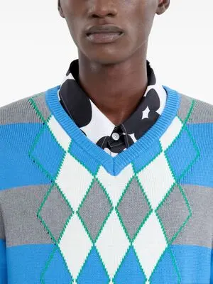 Marni Argyle Intarsia-knit Jumper - Blue