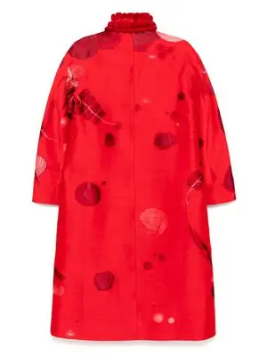 Shiatzy Chen Mink Fur-collar Jacquard Coat