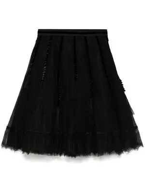 Shiatzy Chen Lace Mesh Skirt - Black