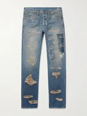 Kapital Monkey Cisco Speakeasy Slim-fit Distressed Denim Jeans - Blue