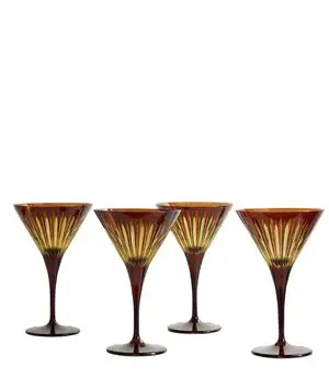 L'Objet Prism Set Of Four Martini Glasses - Brown