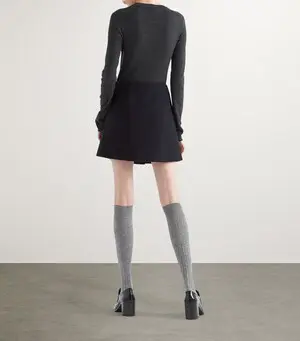 Prada Wool-blend Superfine Logo Sweater - Grey