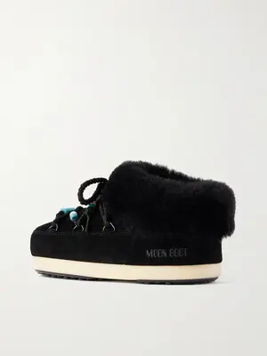 Moon Boot Evx Beaded Shearling Mules - Black