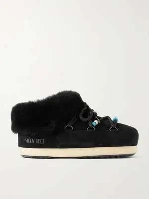 Moon Boot Evx Beaded Shearling Mules - Black