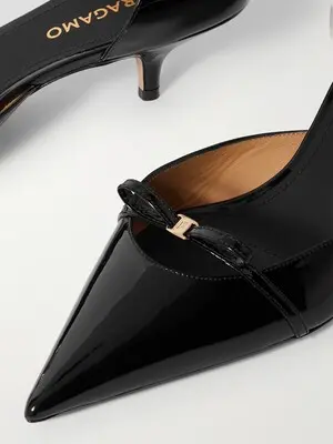 FERRAGAMO Gyoia Bow-embellished Patent-leather Pumps - Black