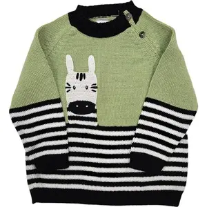 MELANGE COLLECTION Zebra Sweater - Green