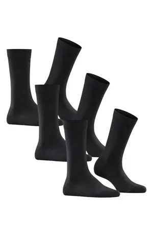 Falke 6-pack Cotton Blend Crew Socks - Black