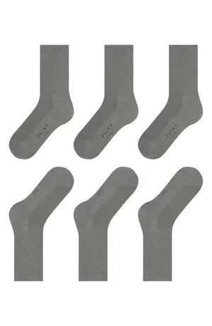 Falke 6-pack Cotton Blend Crew Socks - Grey Mix