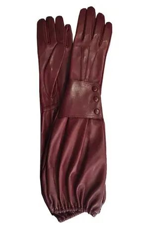 PAULA ROWAN Belle Leather Gauntlet Gloves - Bordeaux