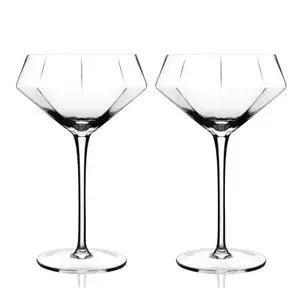 VISKI Seneca Crystal Diamond Martini Glasses Set Of 2 - Clear