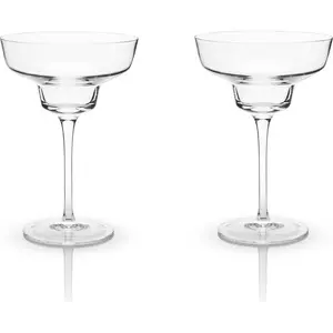 VISKI Raye Crystal Angled Margarita Glasses Set Of 2 - Clear