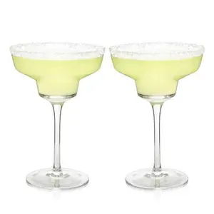 VISKI Raye Crystal Angled Margarita Glasses Set Of 2