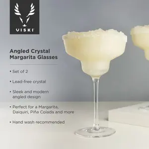 VISKI Raye Crystal Angled Margarita Glasses Set Of 2