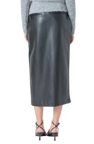 Endless Rose Faux Leather Midi Skirt