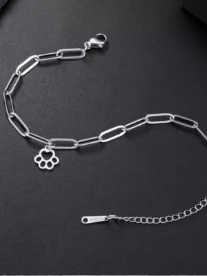 DLORIA Hollywood Sensation Delicate Paw Print Link Bracelet - Silver
