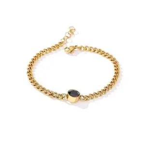 DLORIA Hollywood Sensation Link Chain Bracelet With Crystal Charm - Gold