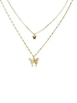 DLORIA Hollywood Sensation Butterfly Layered Necklace - Gold