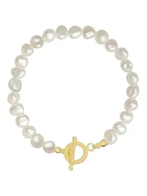 DLORIA Hollywood Sensation Baroque Freshwater Pearl Bracelet - White