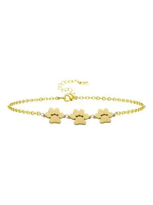 DLORIA Hollywood Sensation Fureverly Three Paw Print Charm Bracelet - Gold