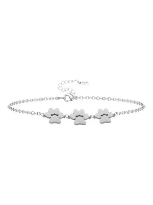 DLORIA Hollywood Sensation Fureverly Three Paw Print Charm Bracelet - Silver