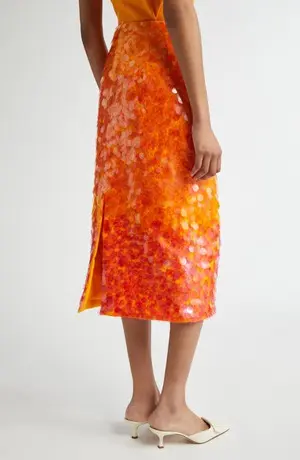 Carolina Herrera Ombré Paillette Skirt - Marigold Multi