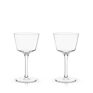 VISKI Raye Crystal Angled Nick & Nora Glasses Set Of 2 - Clear